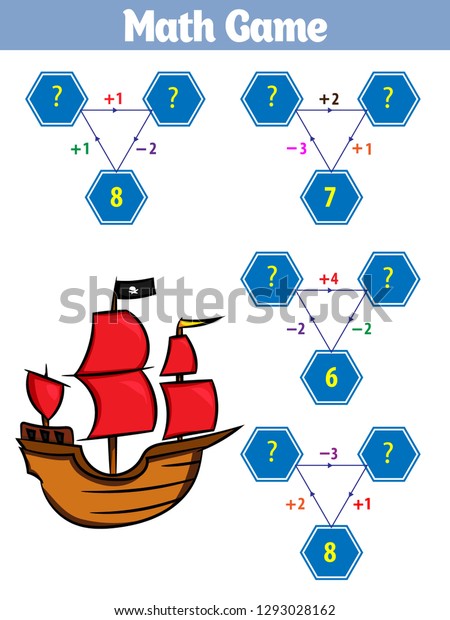 Mathematics Educational Game Children Set Cartoon Stock Vector (Royalty ...