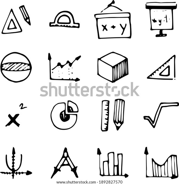 Mathematics Geometry Icons Formulas Hand Drawm Stock Vector (Royalty ...