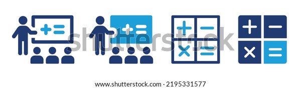Mathematics Icon Set Teacher Teaching Math Stock Vector (Royalty Free ...