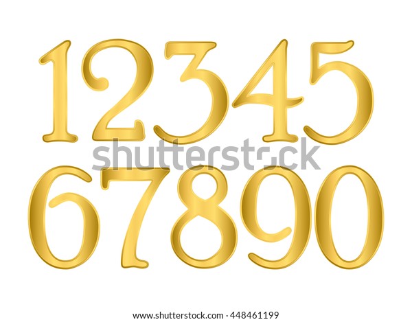 Mathematics Numeral Gold White Background Yellow Stock Vector (Royalty ...