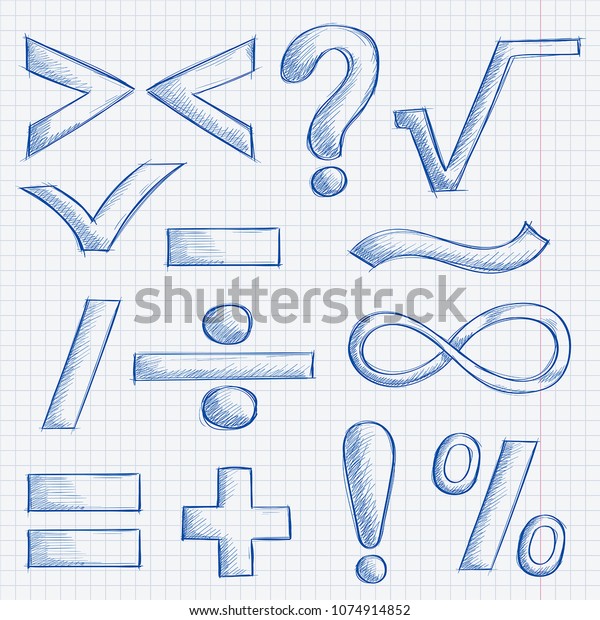Mathematics Punctuation Symbols Hand Drawn Sketch Stock Vector (Royalty ...