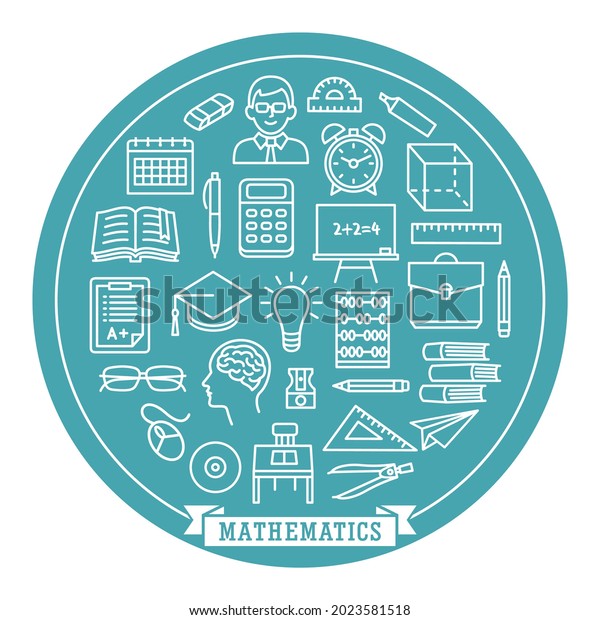 Mathematics School Circle Icon Sticker Stock Vector (Royalty Free ...
