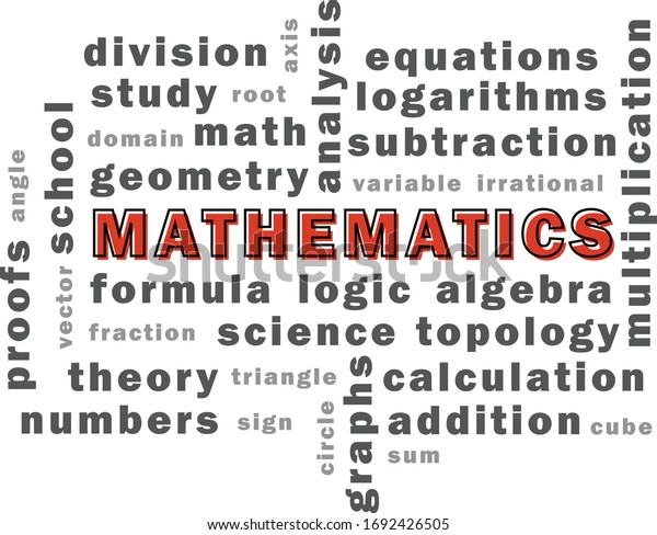 Mathematics Words Illustration Math Word Cloud Stock Vector (Royalty ...