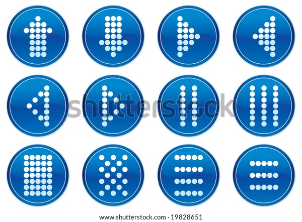 Matrix symbols icon set. White - dark blue palette. Vector illustration.