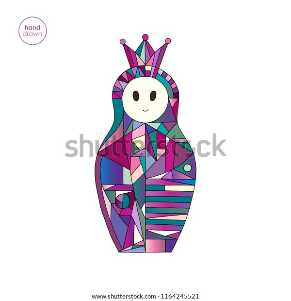 Matryoshka Character Hand Drawn Vector Illustration Stock Vector ...
