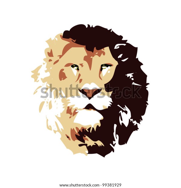 Mature Lion Head Facing Front Vector Stock Vector (Royalty Free) 99381929