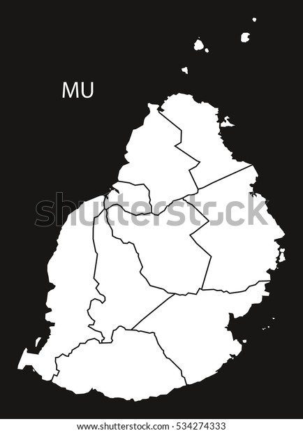 Mauritius Districts Map Black White Illustration Stock Vector (Royalty ...