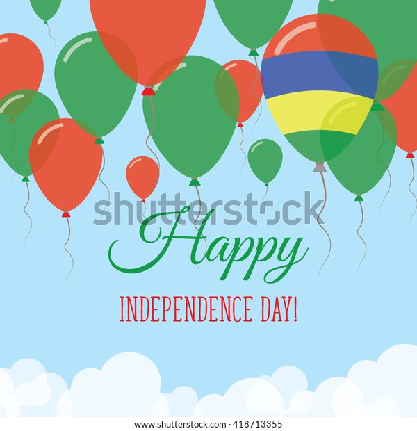 Mauritius Independence Day Flat Patriotic Card: เวกเตอร์สต็อก (ปลอดค่า ...