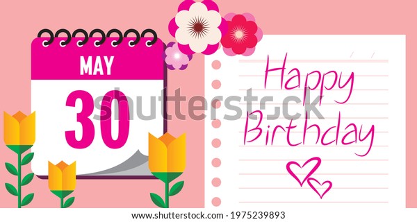 May 30th Calendar Note Paper Birthday Stock Vector (Royalty Free ...