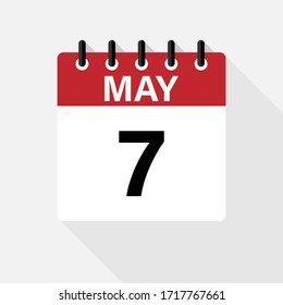 Red Calendar Icon May 7 Stock Vector (Royalty Free) 373052146
