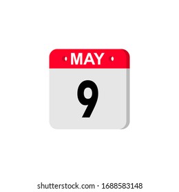 May 9 Calendar Icon Planner Holiday Stock Vector (Royalty Free ...
