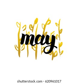 May Handwritten Lettering Vector Illustration Calligraphy Stock Vector ...