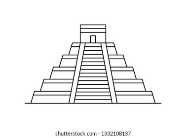 Mayan Icon Travel Destination Outline Style Stock Vector (Royalty Free ...