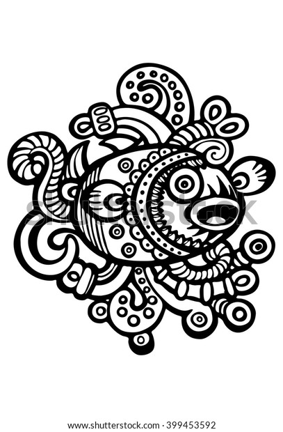 Mayan Glyph Fish: vector de stock (libre de regalías) 399453592 ...