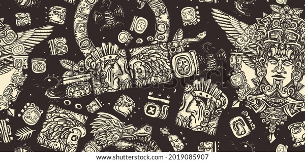 Mayan Pattern Ancient Mexican Civilization Aztec Stock Vector (Royalty ...