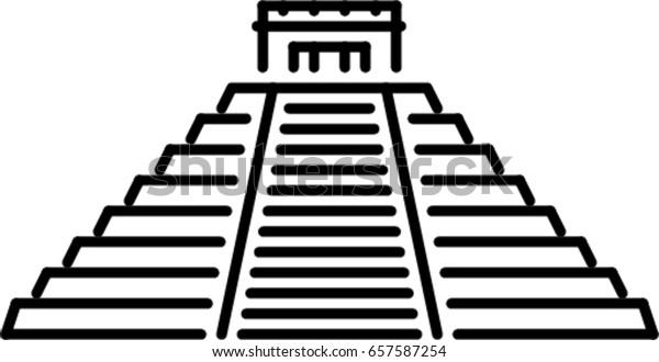 Mayan Pyramid Outline Icon: vector de stock (libre de regalías ...