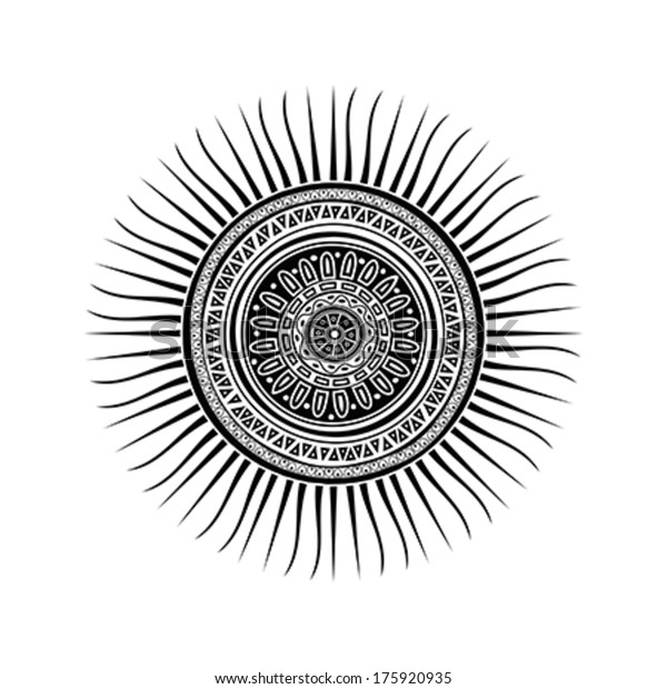 Mayan Sun Symbol Tattoo Design Over Stock Vector (Royalty Free) 175920935