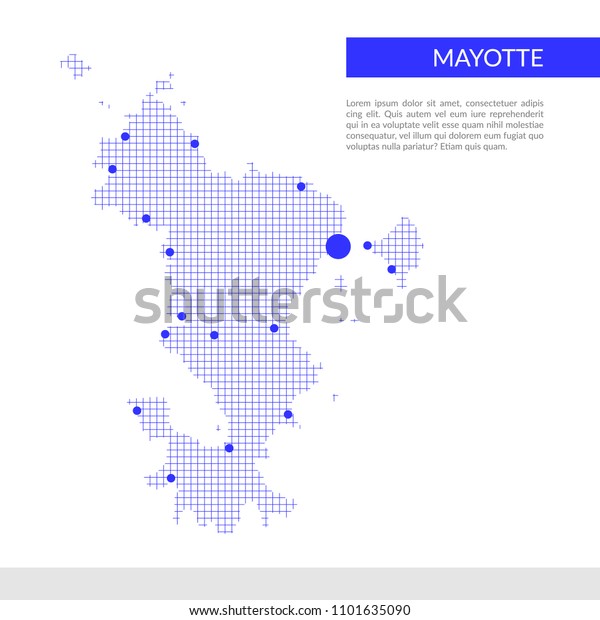 Mayotte Map Infographics Background Blue Grid Stock Vector (Royalty ...