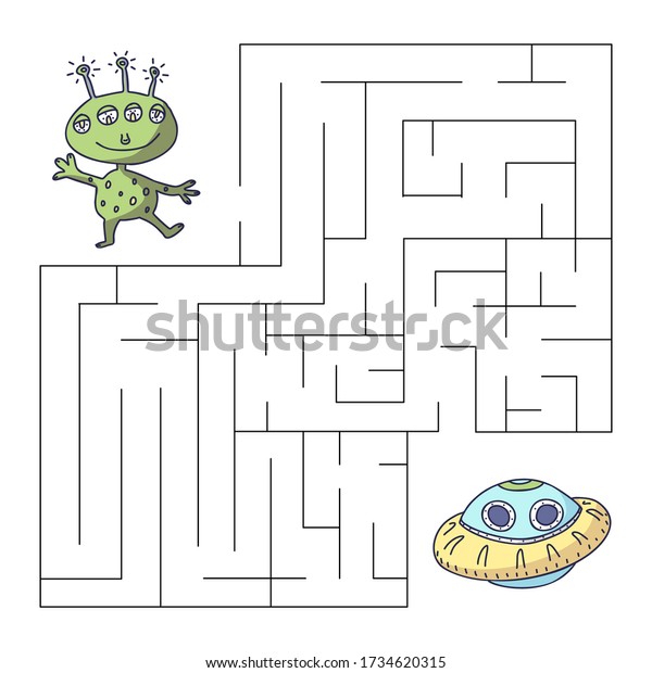 Maze Alien Spaceship Educational Children Game Stock Vector (Royalty ...