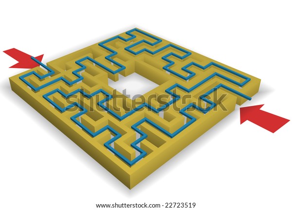 Maze Arrows Point Entrances Solution Leads Stock Vector (Royalty Free ...