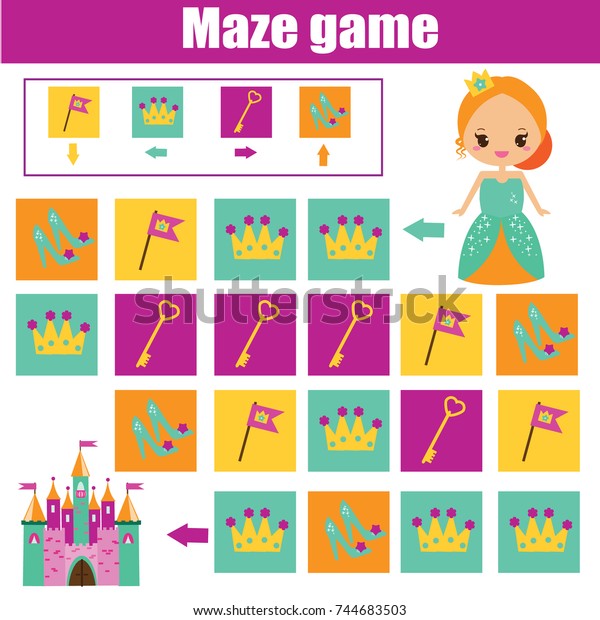 Maze Children Game Help Princess Go Stock Vector (Royalty Free ...