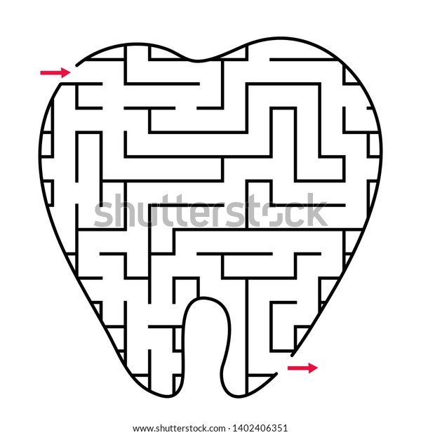 Maze Game Children Tooth Labyrinth Dental: vector de stock (libre de ...