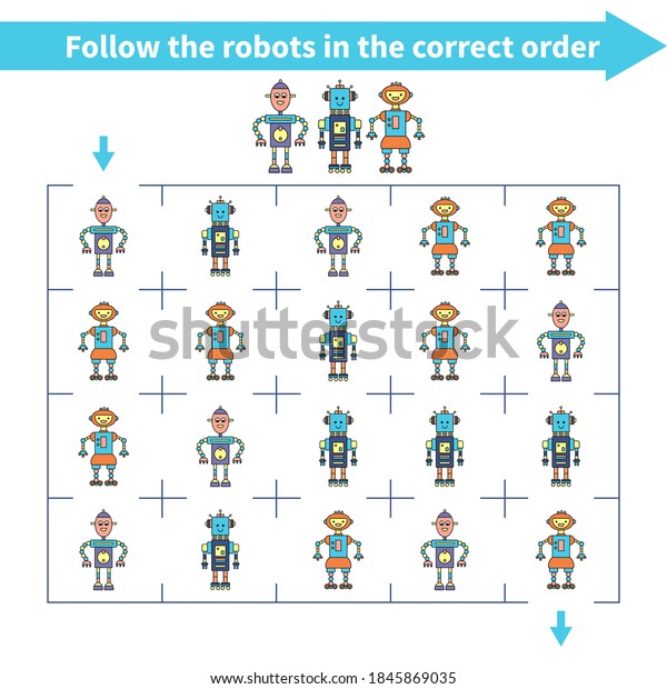 Maze Game Follow Robots Correct Orderchildren Stock Vector (Royalty ...