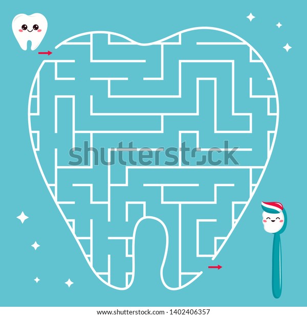 Maze Game Kids Help Tooth Find Stock Vector (Royalty Free) 1402406357