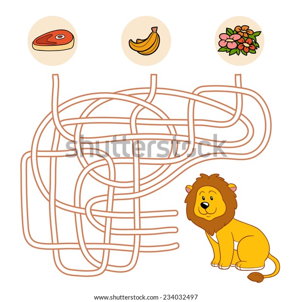 Maze Game Lion Stock Vector (Royalty Free) 234032497