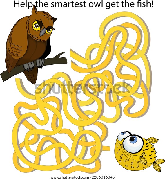 Maze Game Owl Cartoon Labyrinth Education Stock Vector (Royalty Free ...