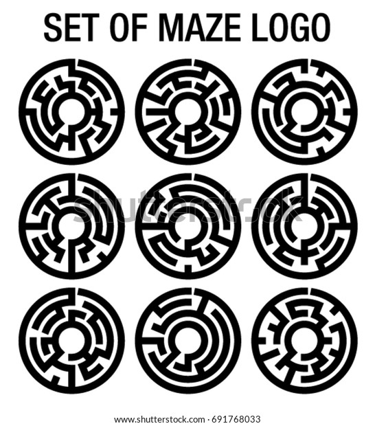 Maze Icons Set Maze Labyrinth Signs Stock Vector (Royalty Free ...