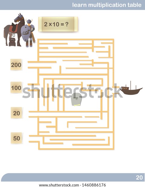 Maze Learn Multiplication Table Labyrinth Viking: vetor stock (livre de ...