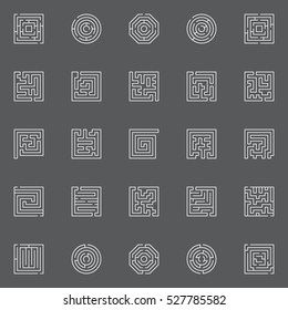 Maze Line Icons Vector Collection Abstract Stock Vector (Royalty Free ...