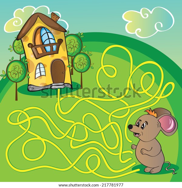 Maze Mouse Cheese House Funny Vector: vector de stock (libre de ...