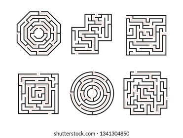 Mazes Signs Black Thin Line Set: เวกเตอร์สต็อก (ปลอดค่าลิขสิทธิ์ ...