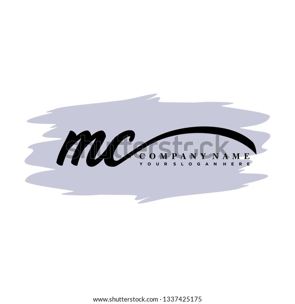MC initial signature logo. handwriting logo template vector,