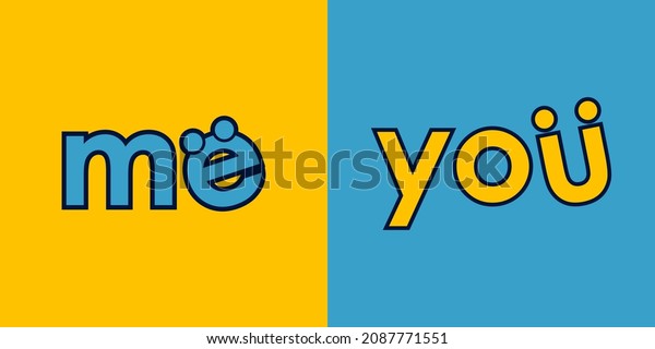 Me Vs You Flat Stroke Style Stock Vector (Royalty Free) 2087771551 ...