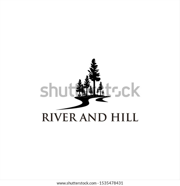 Meadow Logo River Valley Black Pine Stock Vector (Royalty Free) 1535478431