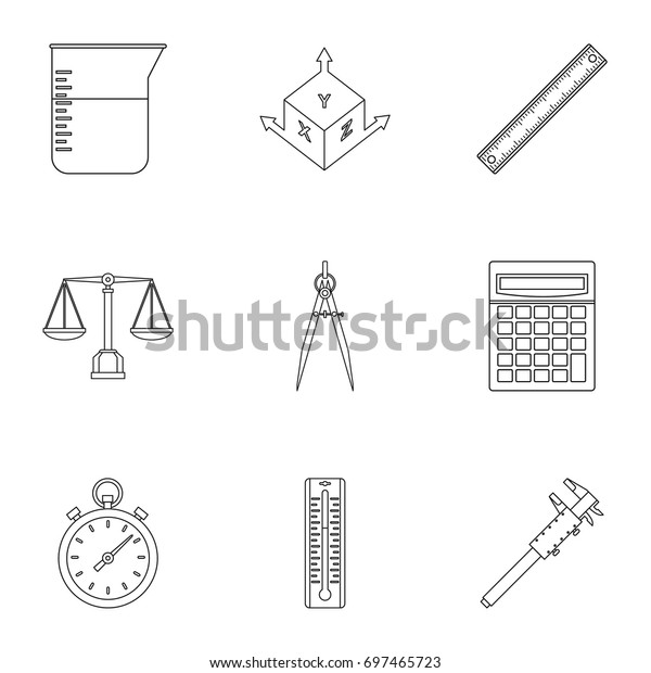 Measure Instrumentation Icon Set Outline Style Stock Vector (Royalty ...