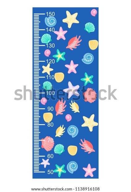 Measuring Growth Seashells Childrens Height Measurement Stock Vector ...