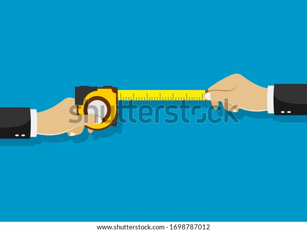 Measuring Tape Hands Person Making Measurements Stock Vector (Royalty ...