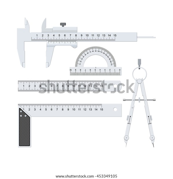 Measuring Tools Metallic Color On White Stock Vector (Royalty Free ...