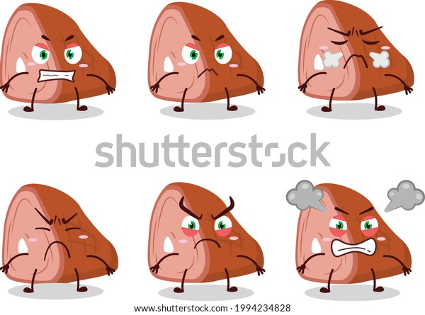 Meat Cartoon Character Various Angry Expressions Stock Vector (Royalty ...