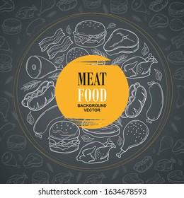 Meat Food Menu Template Design Handdrawn Stock Vector (Royalty Free ...