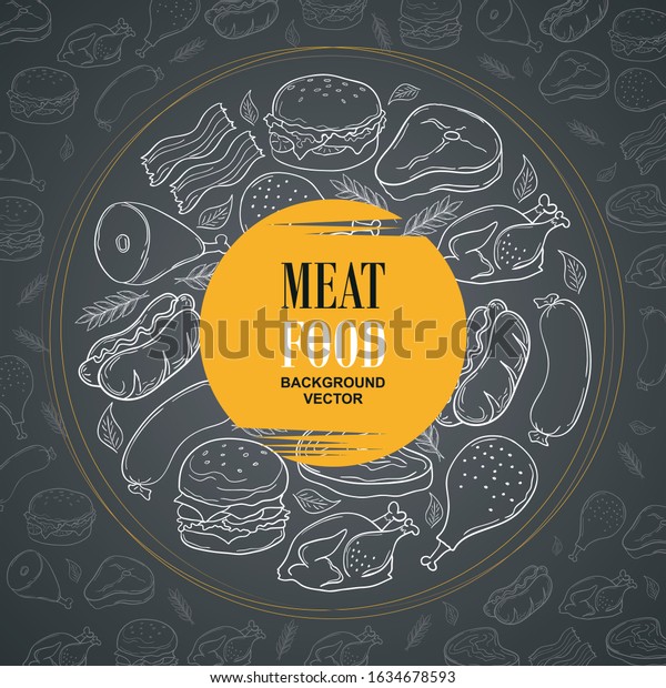 Meat Food Menu Template Design Handdrawn Stock Vector (Royalty Free ...