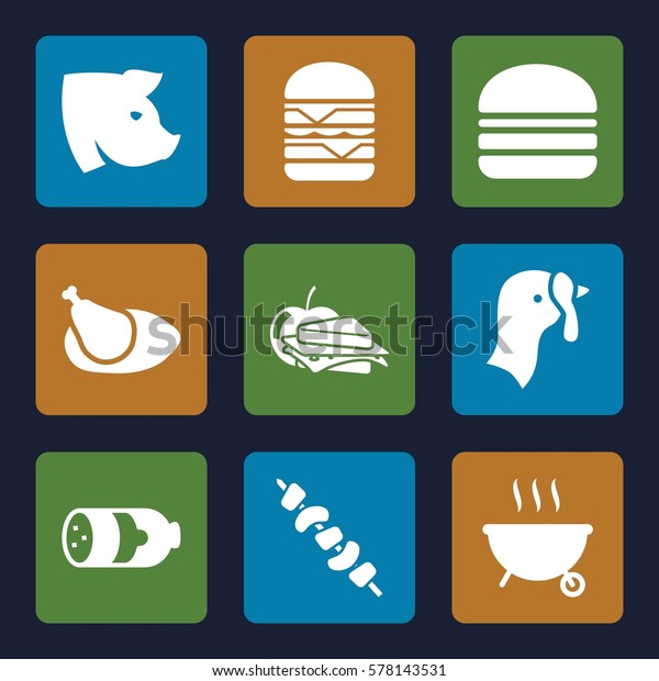 Meat Icon Set 9 Meat Filled Stock Vector (Royalty Free) 578143531