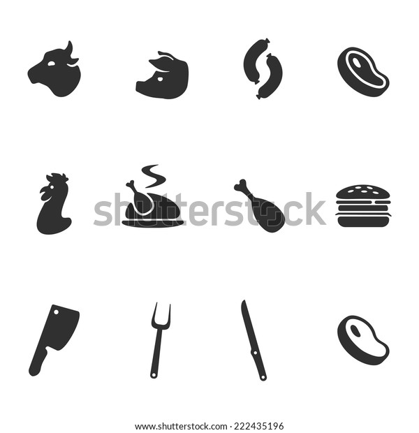 Meat Livestock Icon Pack Stock Vector (Royalty Free) 222435196 ...