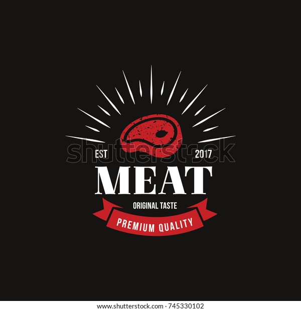 Meat Logo Emblem Meat Symbol Flat Stock Vector (Royalty Free) 745330102 ...