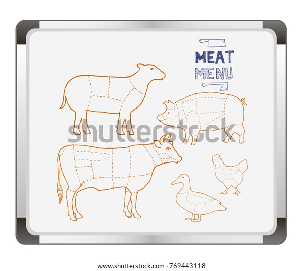 Meat Menu On Flip Chart Background Stock Vector (Royalty Free ...