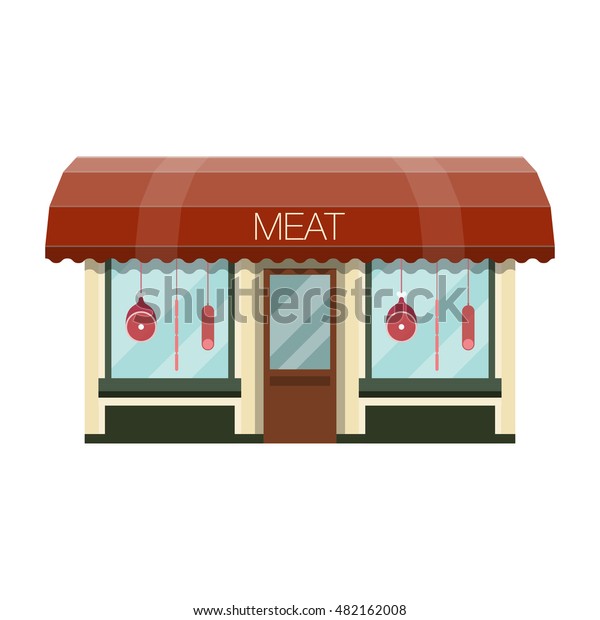 Meat Shop Facade Flat Design Vector Stock Vector (Royalty Free) 482162008